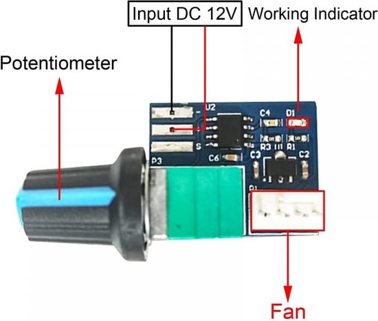 Toerentalregelaar PWM DC 12V 4-draads thermostaat PWM-regelaar met schakelaar -... | bol
