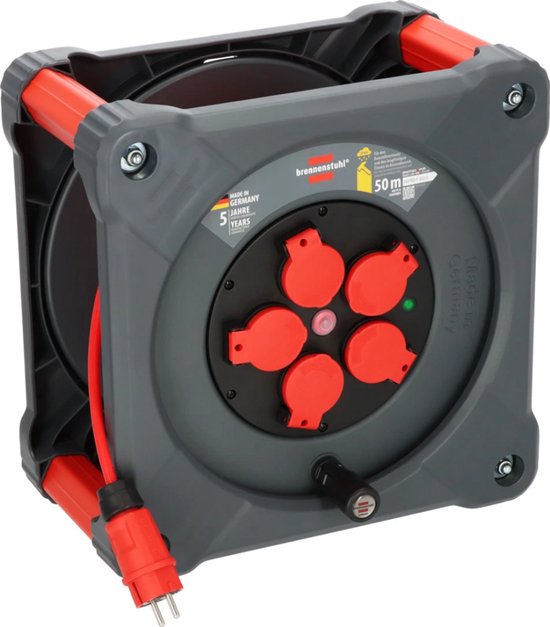 BRENNENSTUHL bouwkabelhaspel 5-voudig H07BQ-F 3x1,5mm IP44 50 meter ...