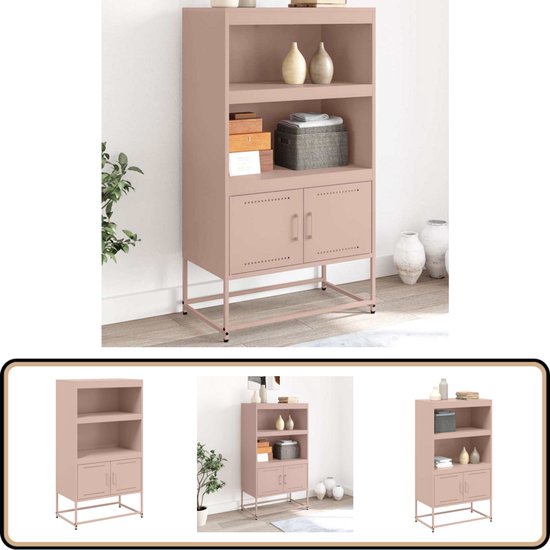 vidaXL Hoge kast - Staal - Roze - 68,5x38,5x123,5 cm Industriele Kast ...