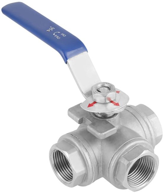 1Pc SUS304 Stainless Steel Pipe Ball Valve 3Way T Type Female Thread 3/ ...