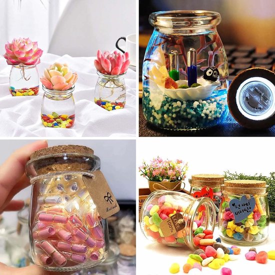 Set van 24 yoghurtglazen potjes met koord en etiketten - voor pudding ...