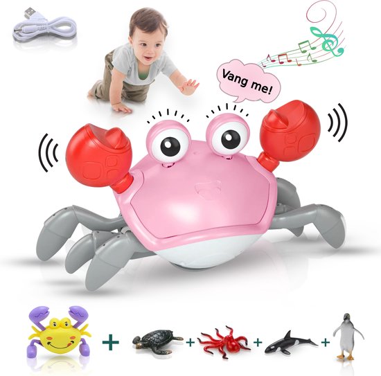 Luumuu Lopende Krab - Tummy Time Baby - Montessori Speelgoed Baby ...