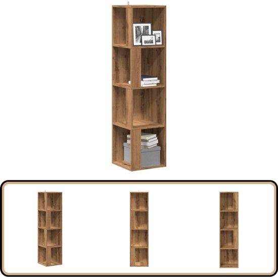 vidaXL Hoekkast - 33x33x132 cm - Bewerkte hout - Eiken Hoekkast ...