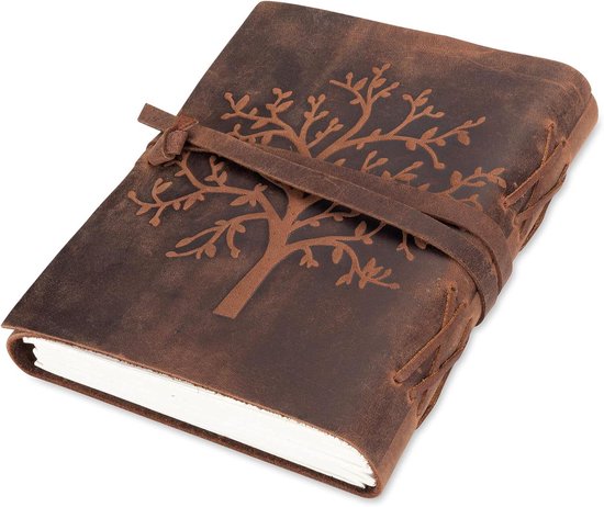 Leren Dagboek Levensboom - Handgemaakt Notitieboek voor Creatief ...