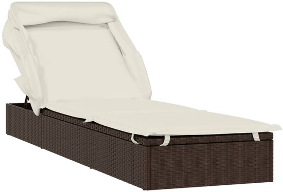 vidaXL Ligbed met inklapbaar dak - 213x63x97 cm - Bruin Ligbed ...