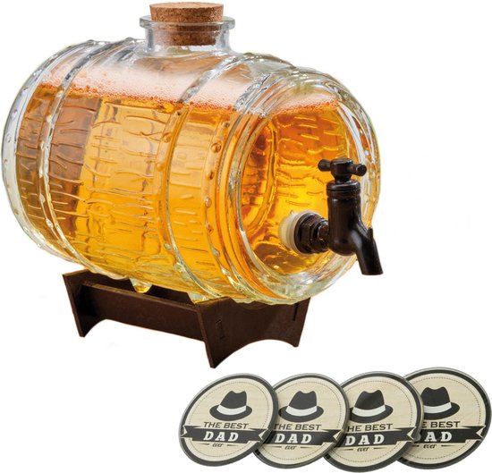 Vaderdag cadeau bier dispensers ton op standaard 24 cm met 4 vaderdag ...