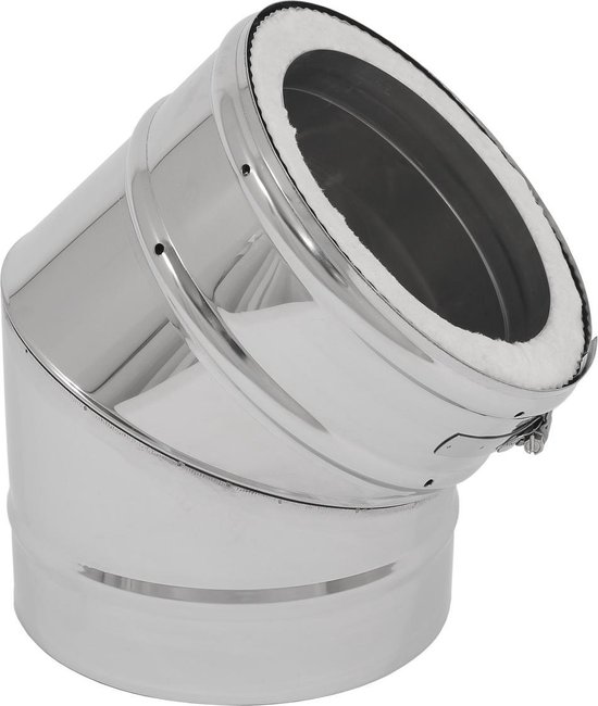Bocht 45° dubbelwandig Ø200/Ø150mm 0,5mm RVS | bol.com