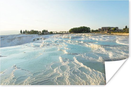 Poster De zon schijnt over het kalk van Pamukkale in Turkije - 30x20 cm ...