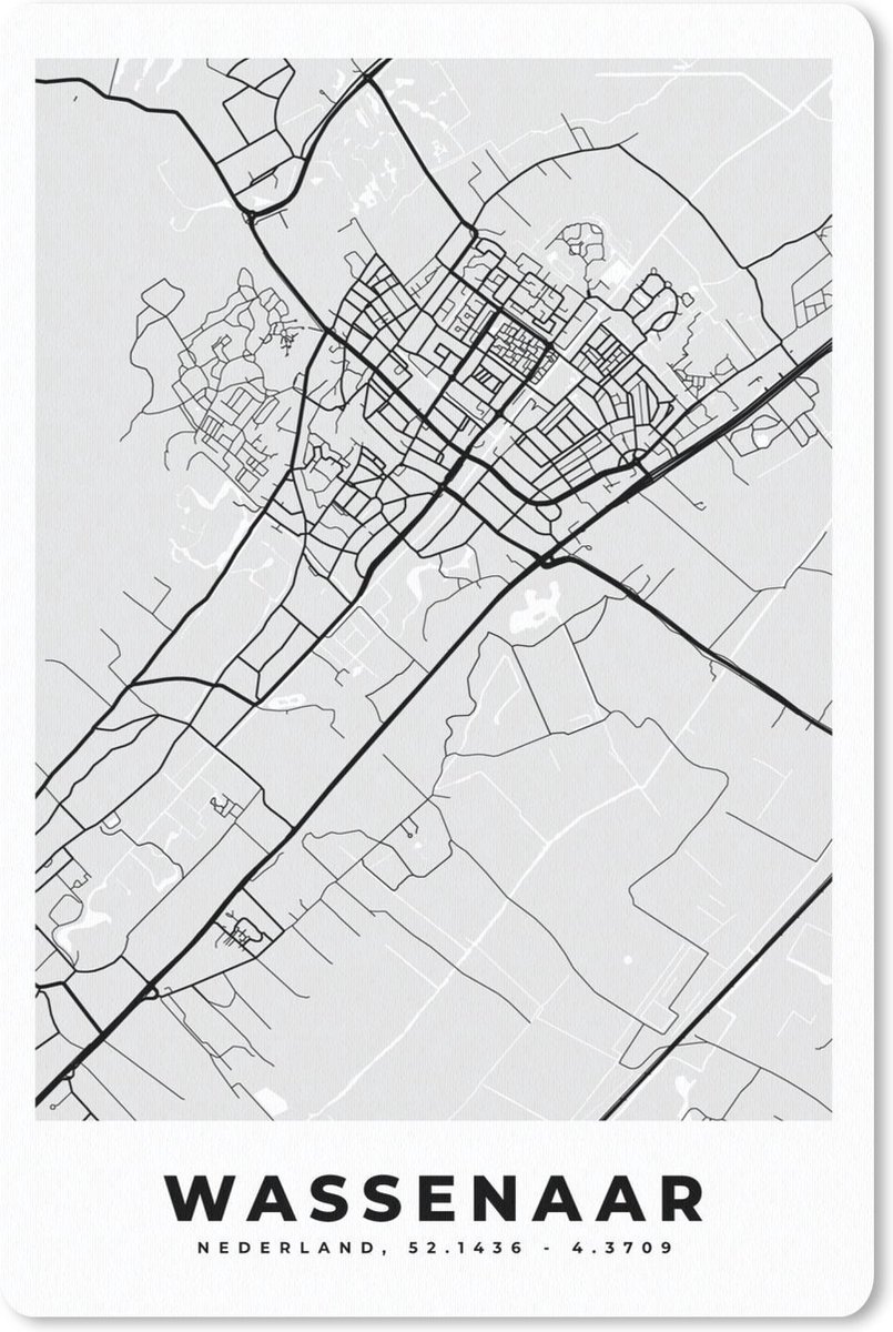 Stadskaart - Wassenaar - Grijs - Wit - Plattegrond | bol.com