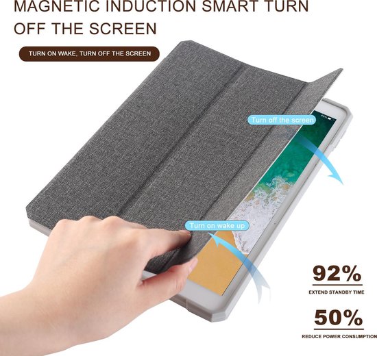Ipad 2021 Hoes Ipad 9e 8e 7e Generatie Hoes Zwart Tri Fold Fabric