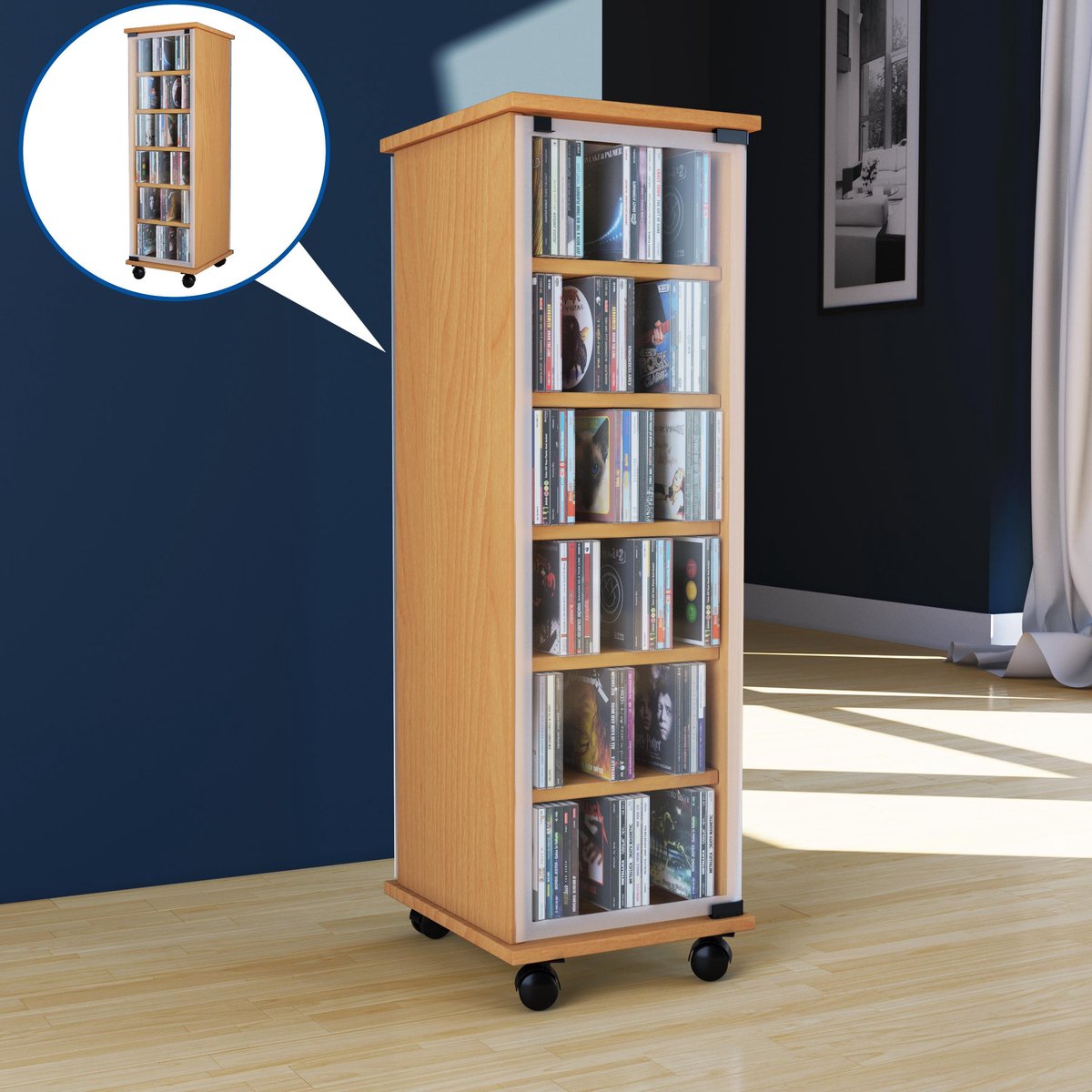Armoire de stockage de CD / DVD - armoire de rangement pour 300 CD ...