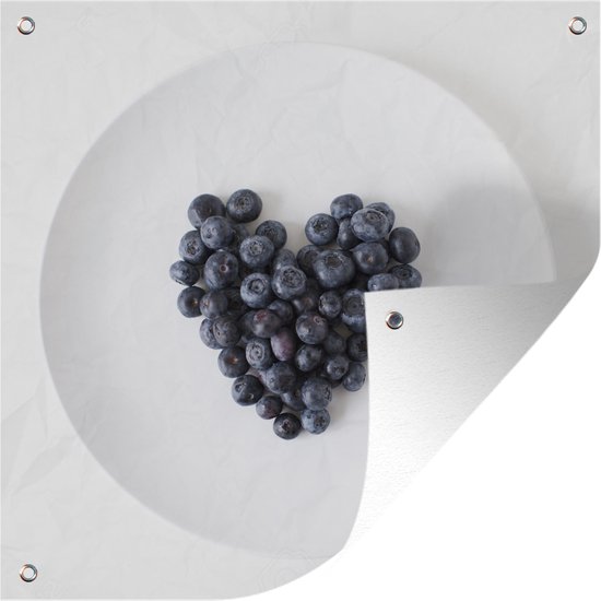 Tuinposters Blauwe bessen - Hart - Bord - 50x50 cm | bol