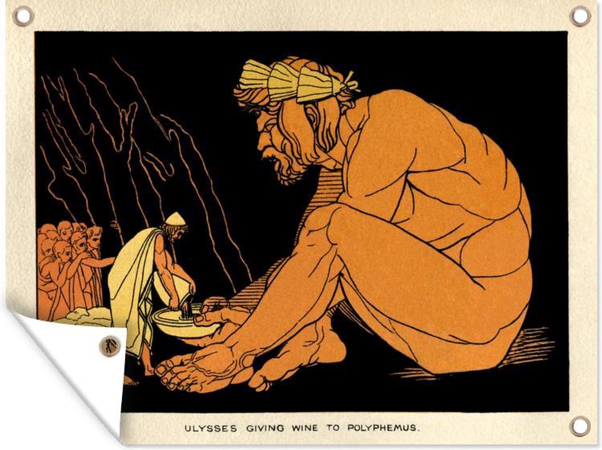 Une illustration d'Ulysse donnant du vin aux Cyclopes affiche de jardin ...