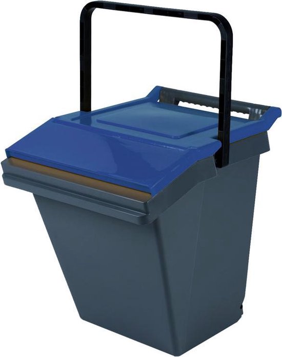 Easytech stapelbare afvalbak blauw 40 liter | Papiercontainer | bol