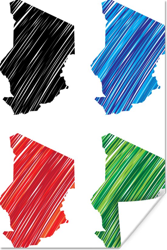 Poster Gekleurde tekenings van Tsjaad - 40x60 cm | bol