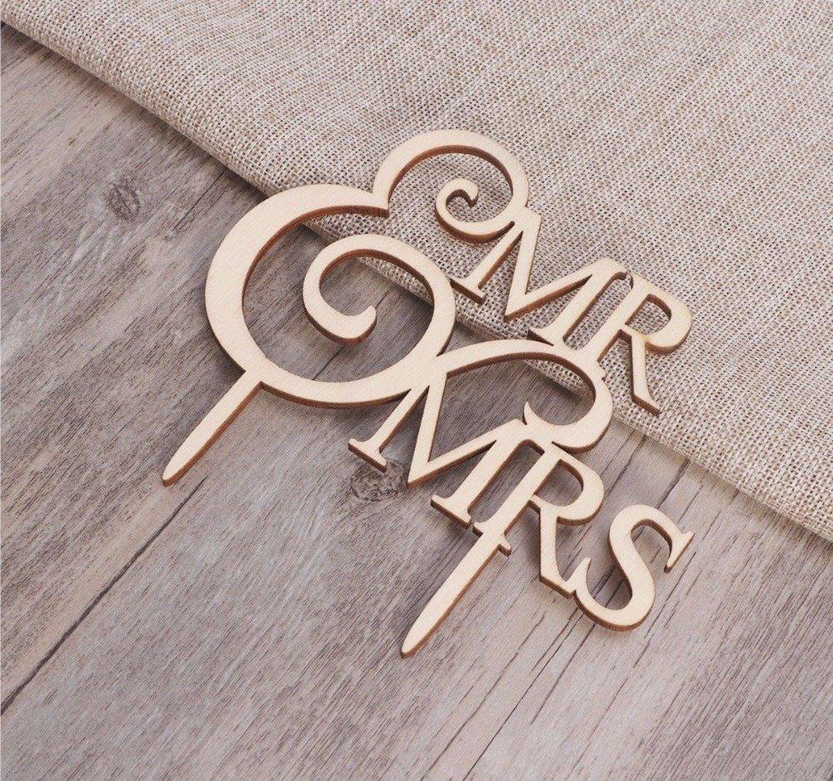 Bruiloft Taartversiering - Mr & Mrs - Taarttopper - Hout | bol