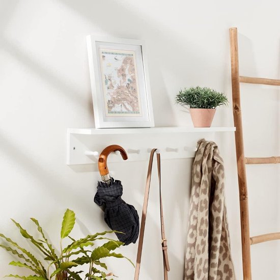 Witte plank met 7 haken voor kinderkamer - Eenvoudig te monteren ...
