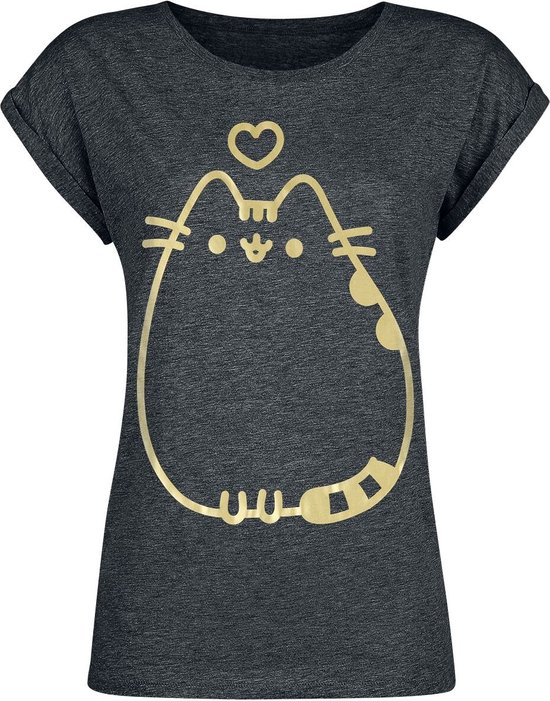 Pusheen Golden Pusheen T-shirt antraciet gemêleerd L | bol