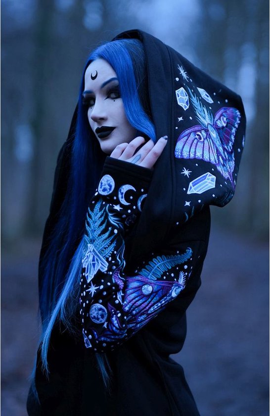 Restyle - Enchanted Forest Lange cardigan - S - Zwart | bol