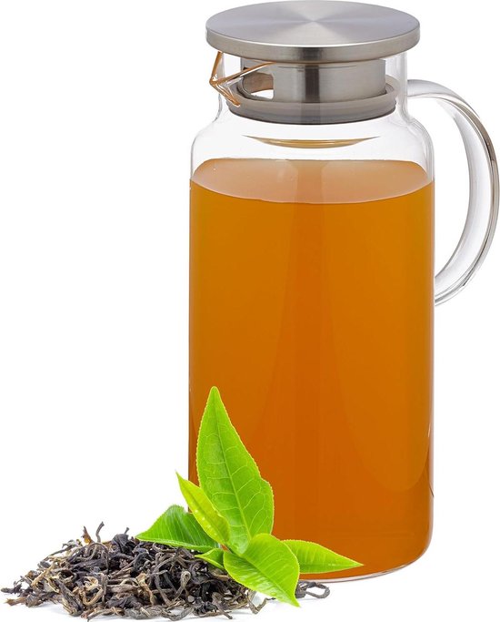 Waterkaraf - Water karaf 1.3 liter glazen waterkan met deksel zeef ...