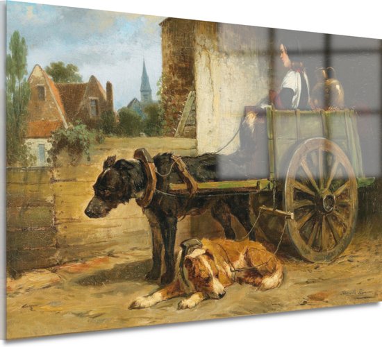 De kleine wagen - Henriëtte Ronner-Knip glas schilderijen - Honden ...