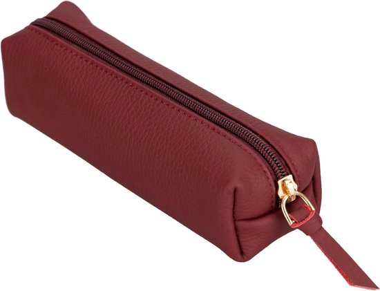 Stijlvolle pen etui met ritssluiting - bordeauxrode pennenhouder voor ...