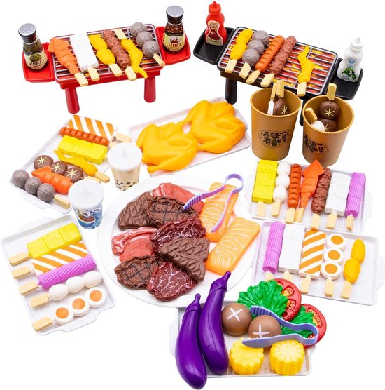 80Pcs BBQ Pretend Play Voedsel Set - Barbecue Speelset Speelgoed ...