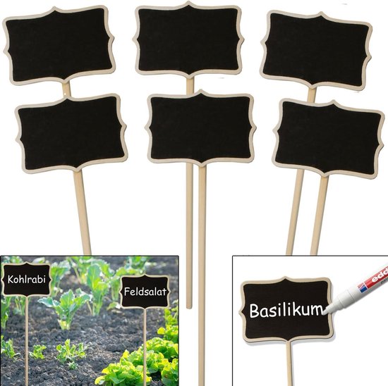 6 x classic wooden signs plant signs flower bed balcony herb garden ...