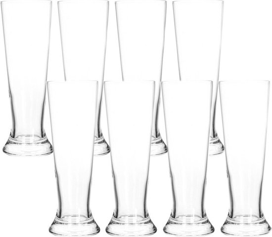 8x Bierglazen smal 370 ml - Glas voor bier 8 stuks | bol