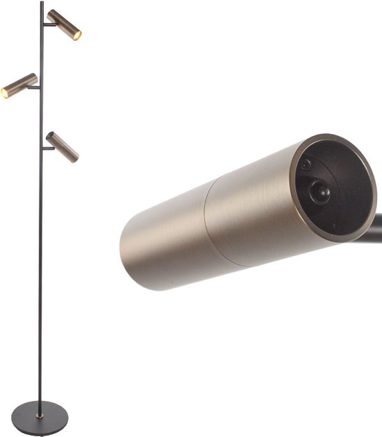 Moderne Trend leeslamp | 3 lichts | zwart/brons | metaal | GU10 mini ...