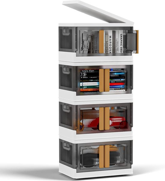 JGS® - Premium Opbergboxen Set van 4, 72L Kunststof Stapelbare ...