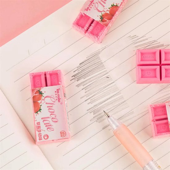 Kawaii Chocolade vorm gum, stationary gummen, Set van 3 stuks gummen | bol