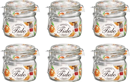 Bormioli Rocco Weckpot Fido - 10 x 10 cm / 500 ml - vierkant - 6 stuks ...