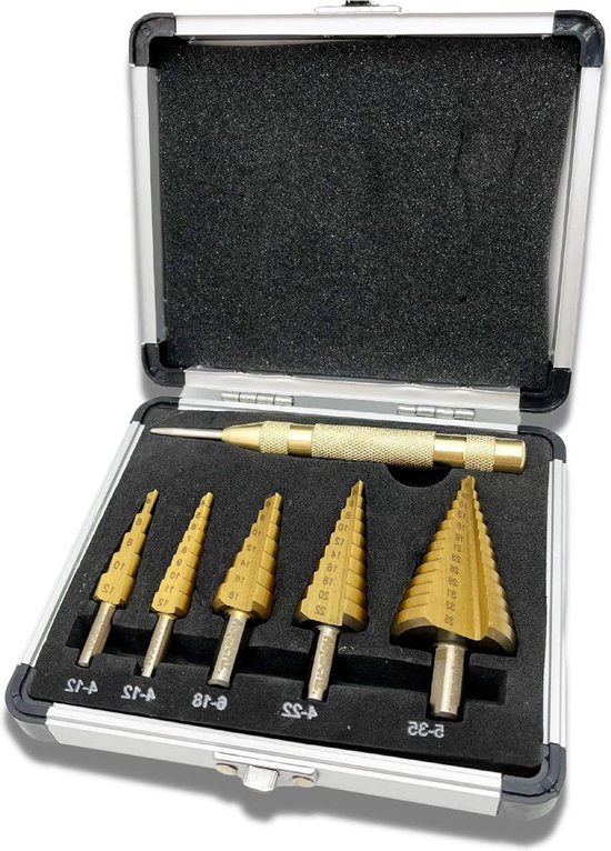 Hoge Snelheid Staal Titanium Coated Kobalt Cone Stap Boor Set 6 STKS ...
