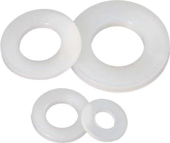 Witte kunststof nylon sluitringen - 10 stuks - M8x40x2.0 mm | bol