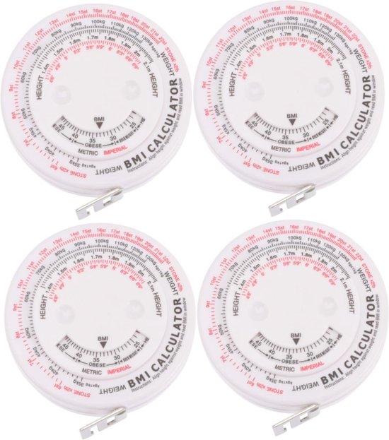 4 stuks BMI-meetlint Body Mass Calculator Borst Dij Tape Armen Omtrek Tape BMI Meter... | bol