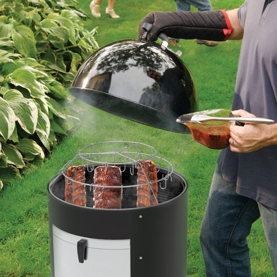 Drietraps Ring Spekhanger Braadpan met 24 Rookhaken voor Roken van Spek ...