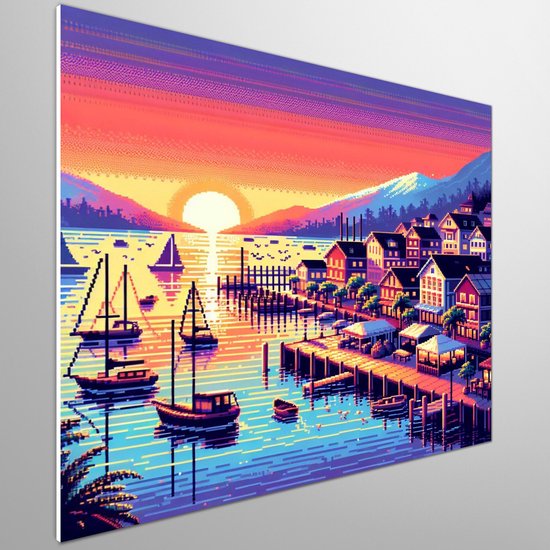 Pixel art haven schilderij | Haven of Pixels: A Creative Fusion of Port ...