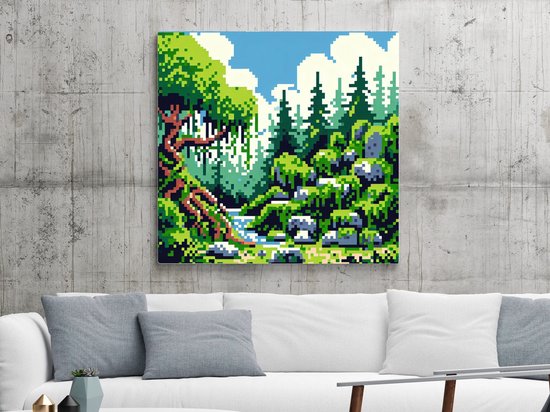 Pixel art mos schilderij | Mozaïek van natuur: Een pixelige ode aan het ...