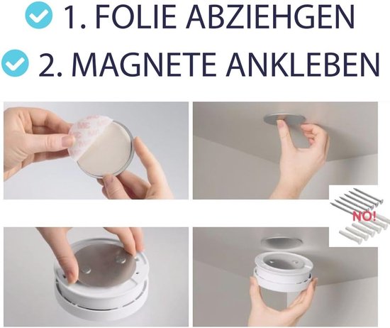 Magneethouder voor Rookmelders - 20 Stuks, Zelfklevend, Ø 40 mm, Snelle ...