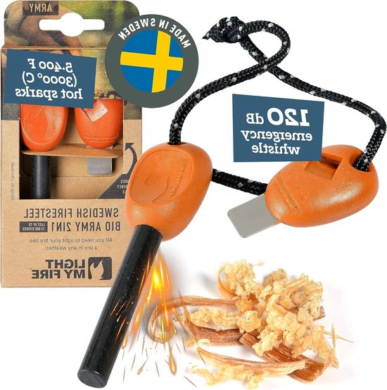 Vuurstarter - Magnesium Feuerstein - Swedish Fire Steel Army - 12 000 ...