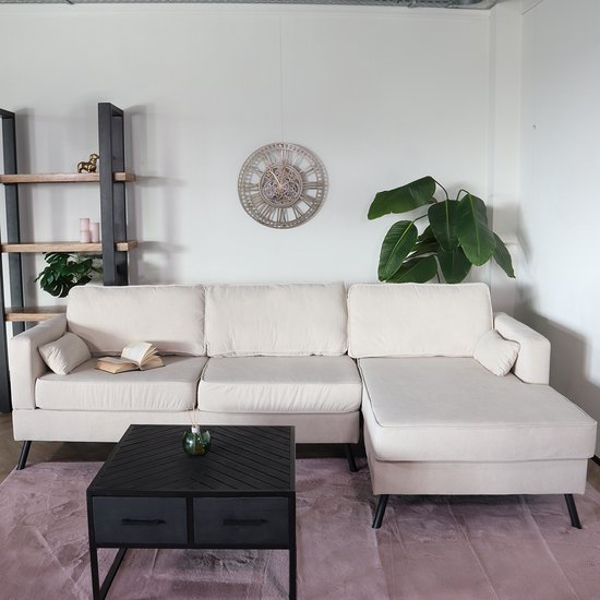 Hoekbank design Lizza 269cm bank beige ribstof loungebank zowel links ...