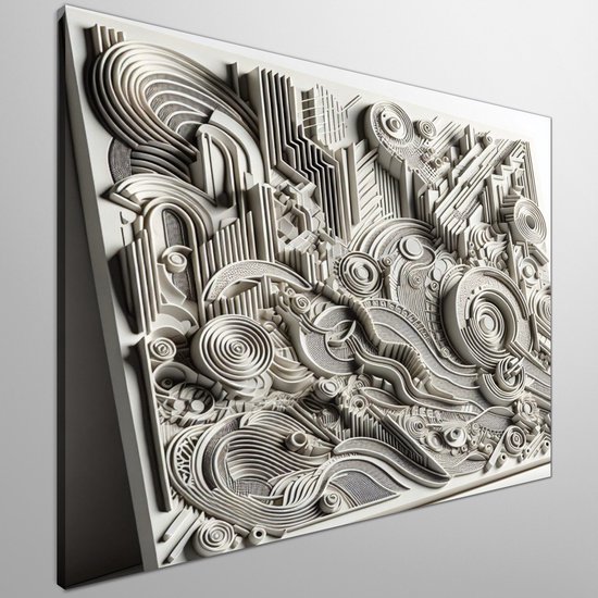 Modern relief schilderij | Abstracte Dimensies: Een Verweven Dans van ...