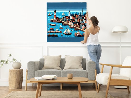 Pixel art haven schilderij | Haven Harbour: Een Pixelated Meesterwerk ...