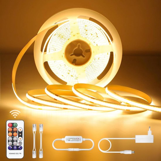 LED Strip Warm White 5M Dimmable 24V Light Strip IP44 Waterproof with ...