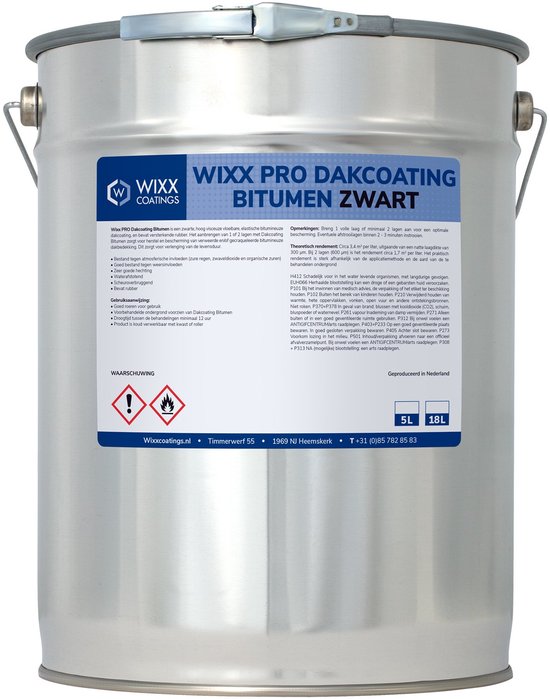 Wixx PRO Dakcoating Bitumen Zwart - 10L - Zwart | bol