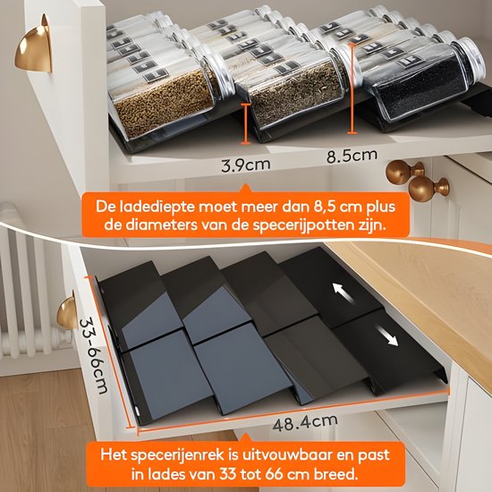 Verstelbaar Plastic Kruidenrek Lade Organisatie, 8 Stuks Kruidenrek ...