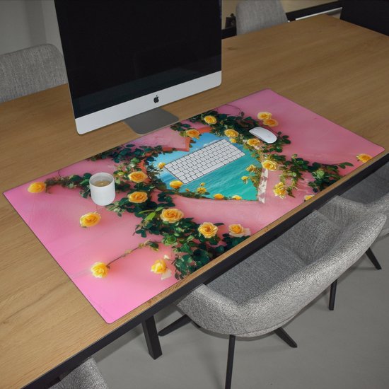 Bureau onderlegger 120x60 cm - Muismat Hart - Zee - Muur - Bureaumat ...