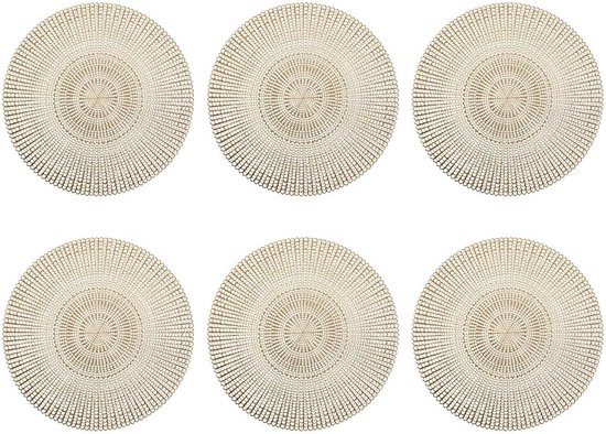 Ronde Gouden Placemat Set van 6 - PVC - Ø 41 cm | bol