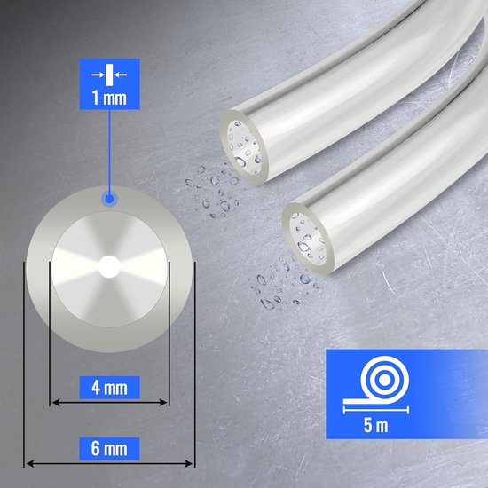 Transparante PVC Slang 5m voor Voeding en Water (4/6mm, -5 °C tot 65 °C ...